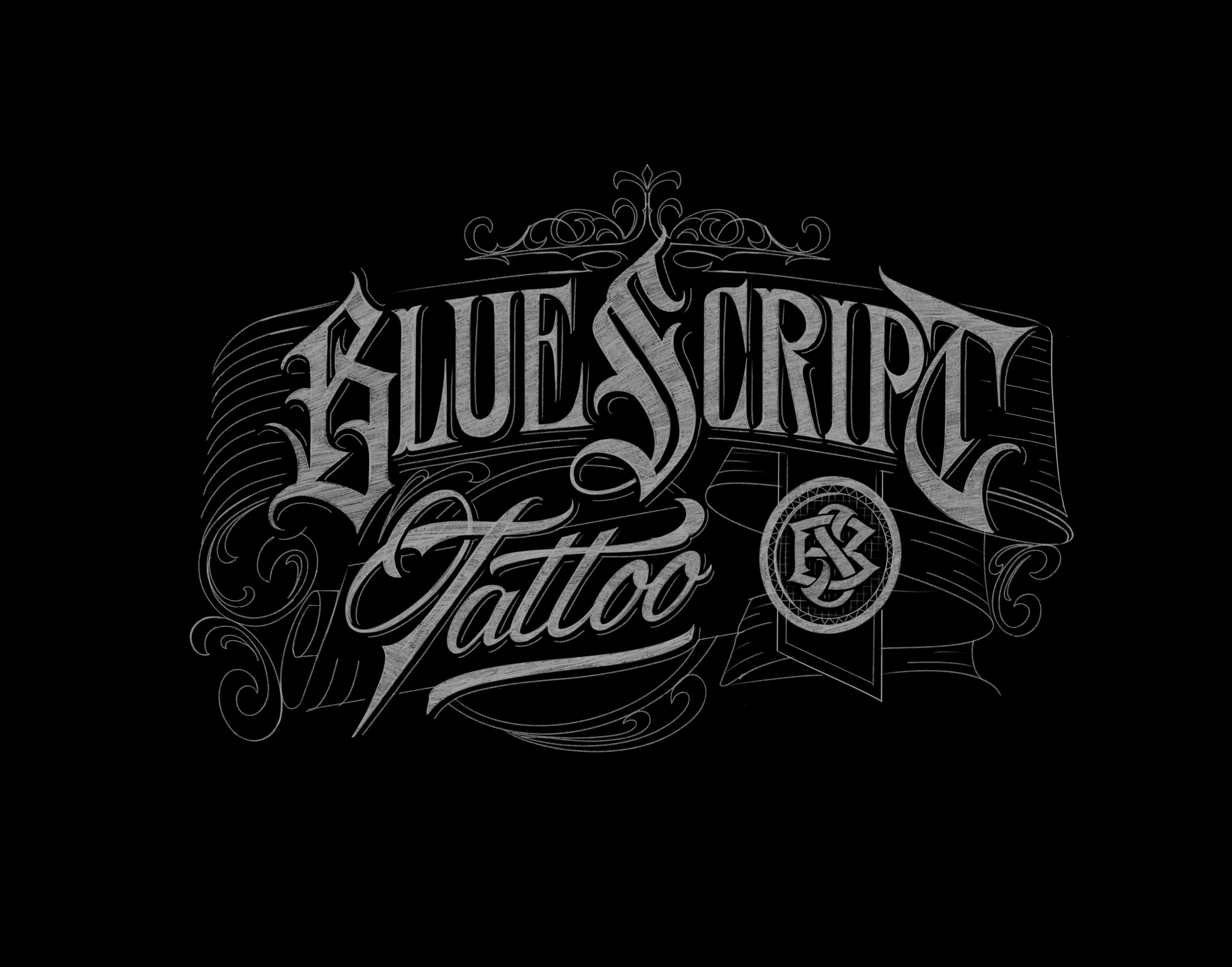 lettering_marseille - Blue Script Tattoo